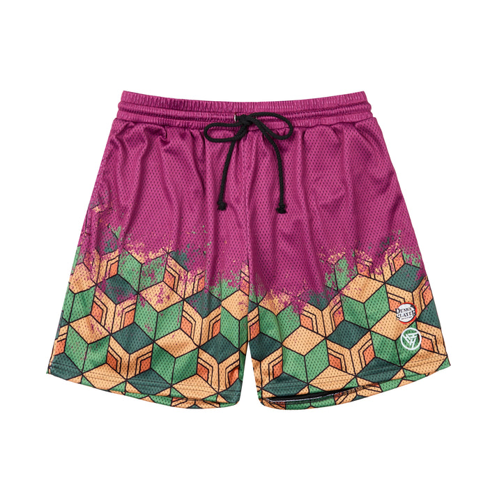 DEMON SLAYER GIYU MESH SHORTS (MAROON) – Hypland