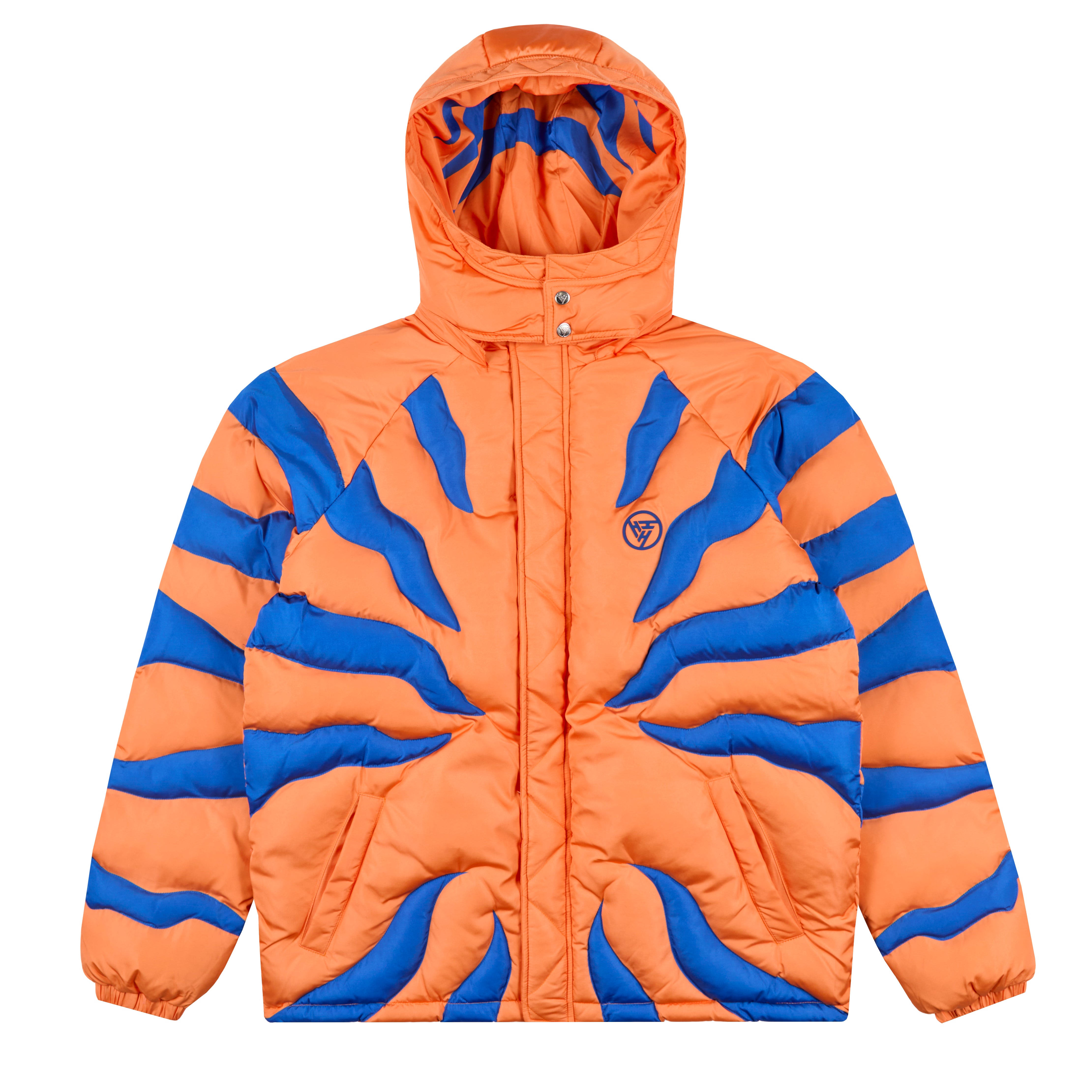 DIGIMON GREYMON PUFFER JACKET (BLUE/ORANGE) – Hypland