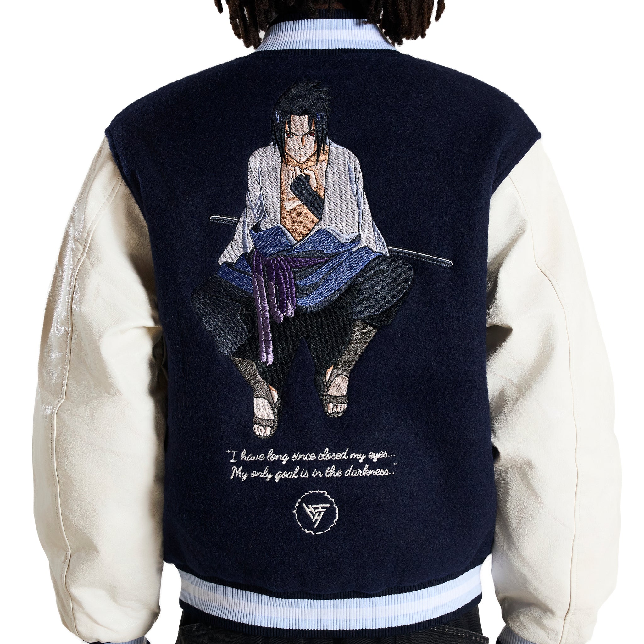 SHIPPUDEN SASUKE VARSITY JACKET (NAVY) – Hypland