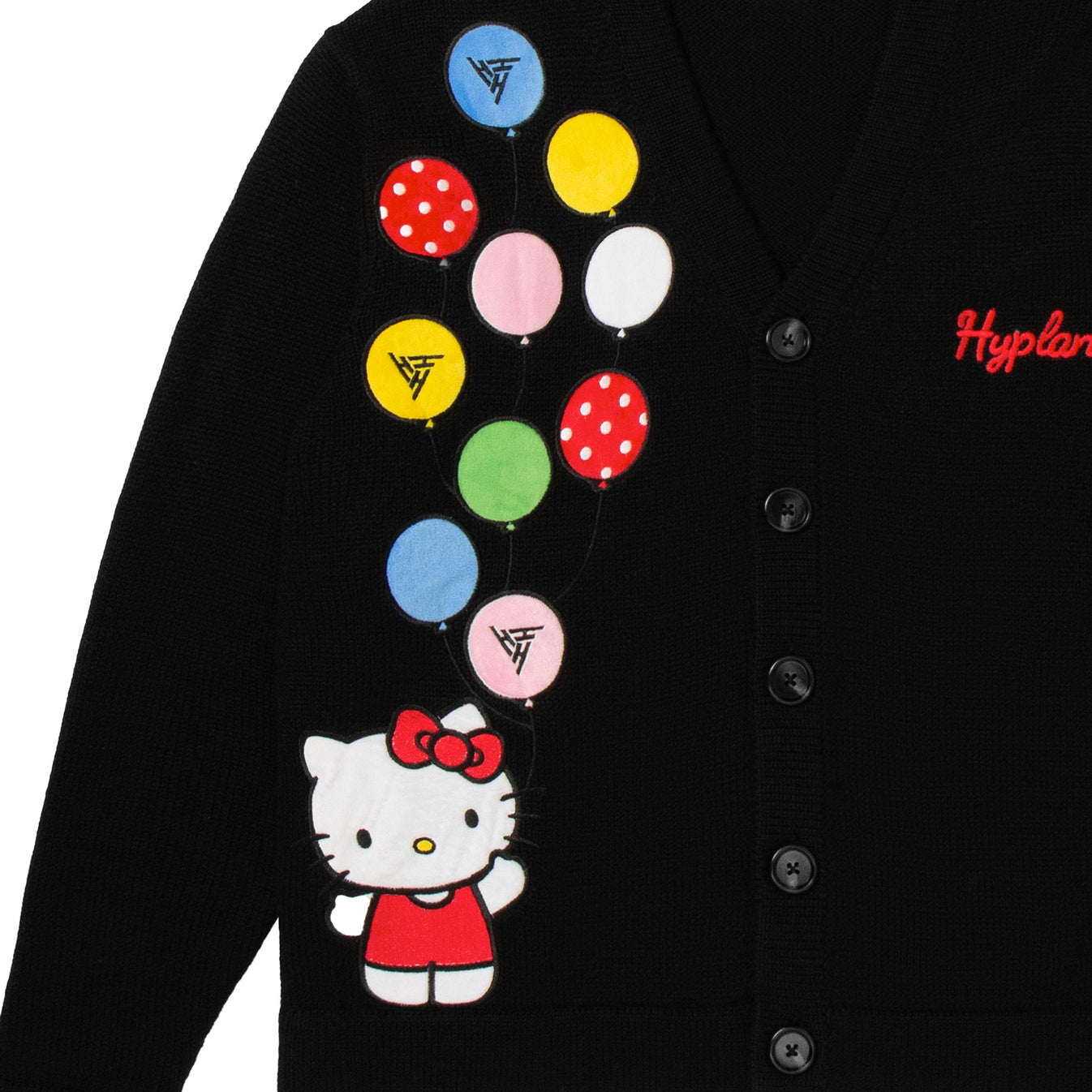 HELLO KITTY BALLOONS KNIT CARDIGAN (BLACK) – Hypland